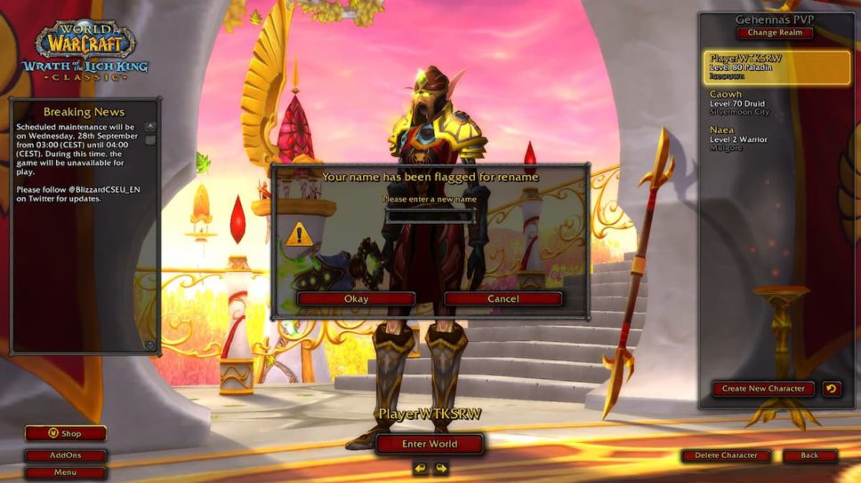 Naowh, the first player to hit max level in WotLK Classic, forced to ...