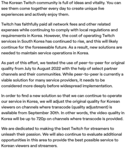 Twitch Korea limiting viewers to 720p, making YouTube more enticing – Esports | Esports.gg